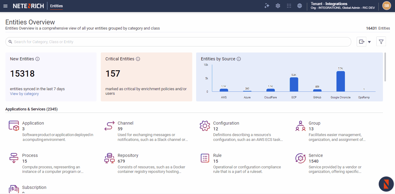 Entities overview – Netenrich